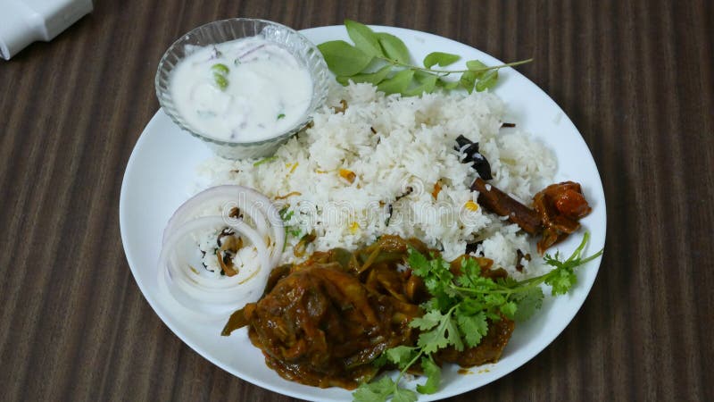 Indian Ghee Rice with Chicken Curry. Stock Photo - Image of curry ...