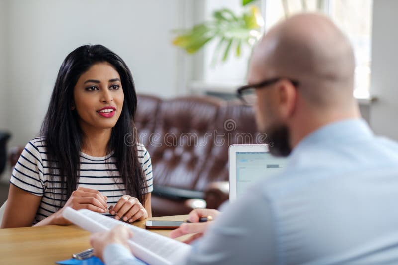 Indian Girl Attending Job Interview Stock Photo - Image of middle ...