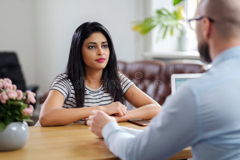 Indian Girl Attending Job Interview Stock Image - Image of entrepreneur ...
