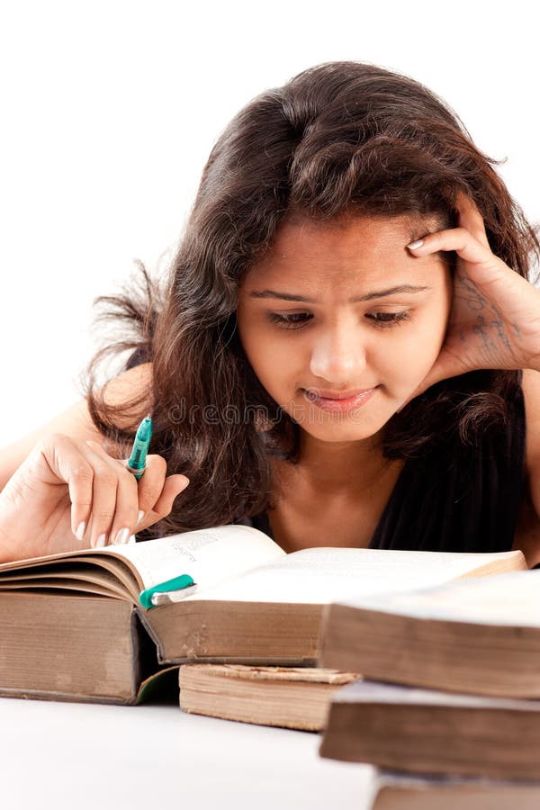 Indian student studying. stock photo. Image of asian, female - 4964798