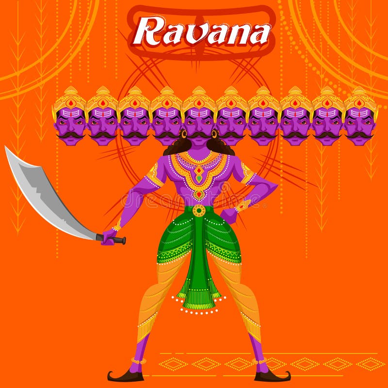 Indian God Ravana with Sword Stock Vector - Illustration of culture ...