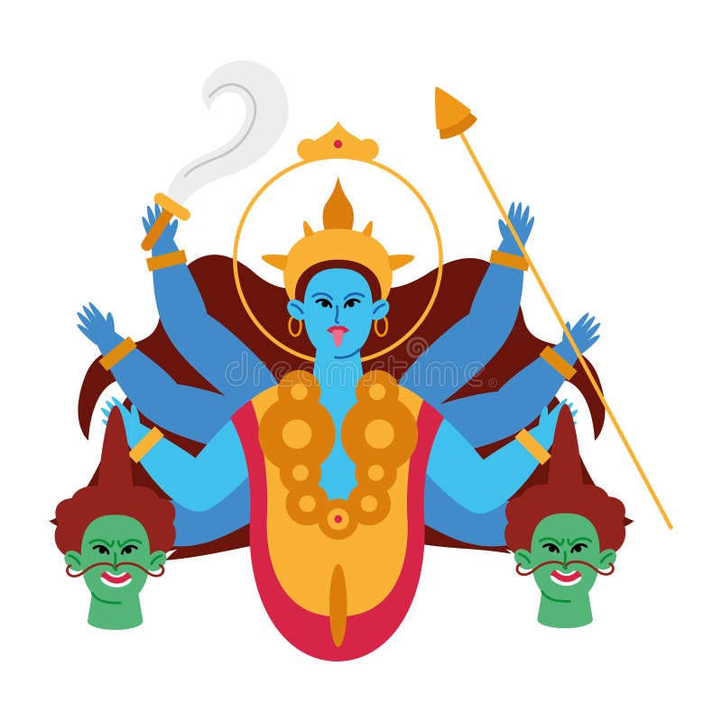 Indian goddess kali deity stock vector. Illustration of isolated ...