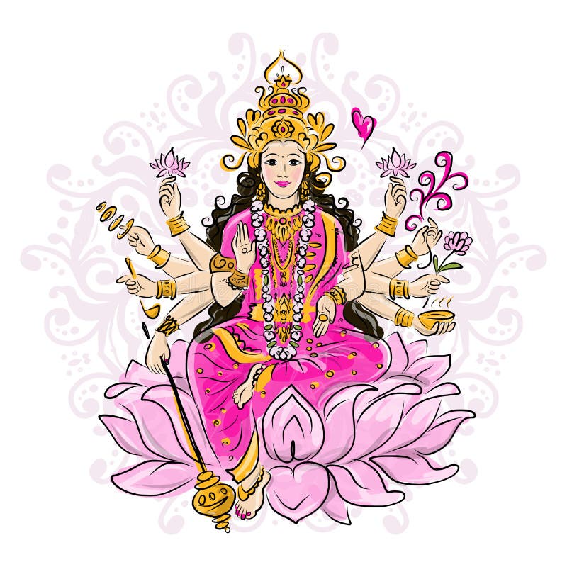 Indian Goddess Shakti, Sketch for Your Design Stock Vector ...