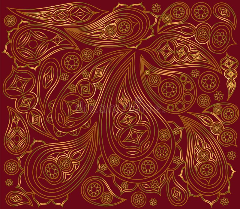 Indian Gold Pattern on a Red Background. Vector Stock Illustration ...