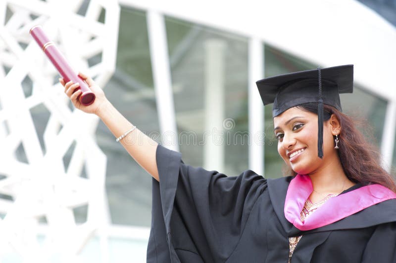 Indian College Student Graduation Stock Image - Image of isolated, gown ...