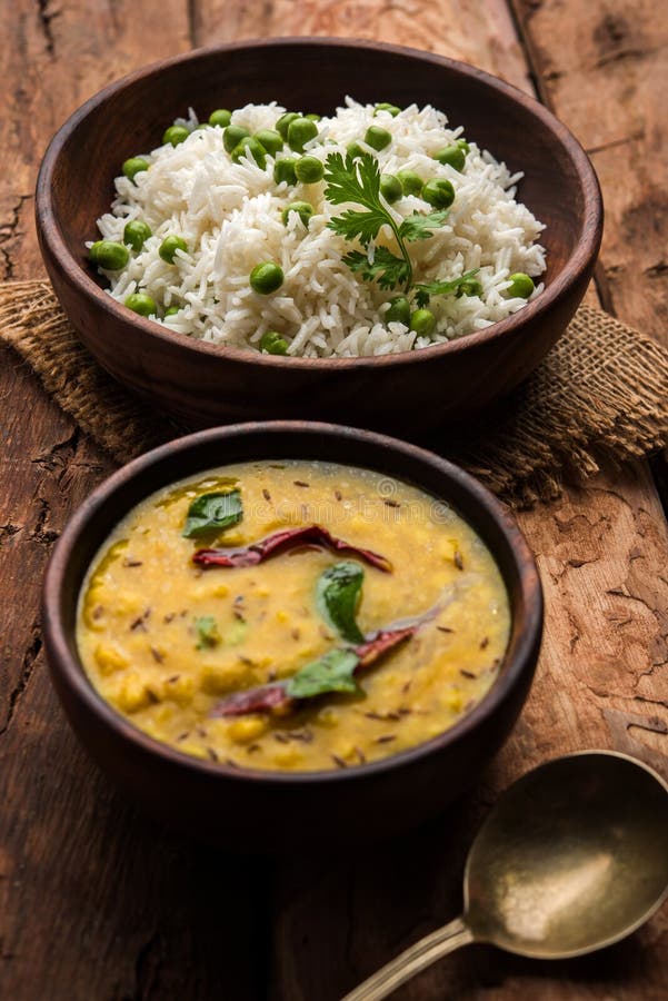Indian Green Peas Rice or Pulav or Pilaf Stock Image - Image of curry ...