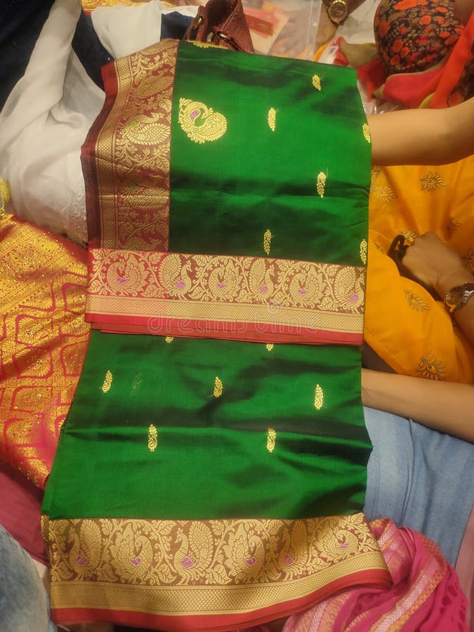 Indian green saree stock image. Image of play, design - 210271365