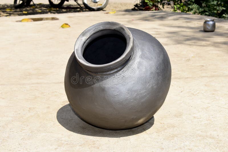 Indian Handmade Ou or Earthen Pot or a Clay Pot, a Earthen Pot with ...