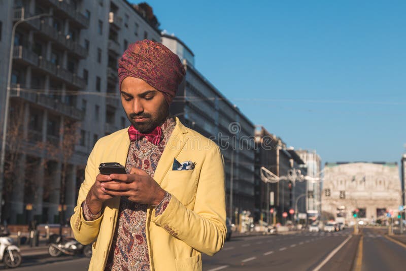 Indian Handsome Man Texting in an Urban Context Stock Photo - Image of ...