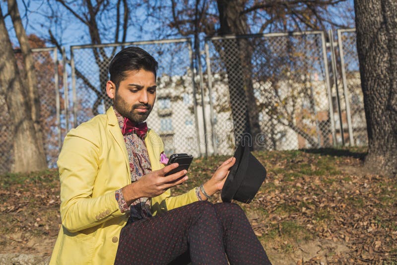 Indian Handsome Man Texting in an Urban Context Stock Photo - Image of ...