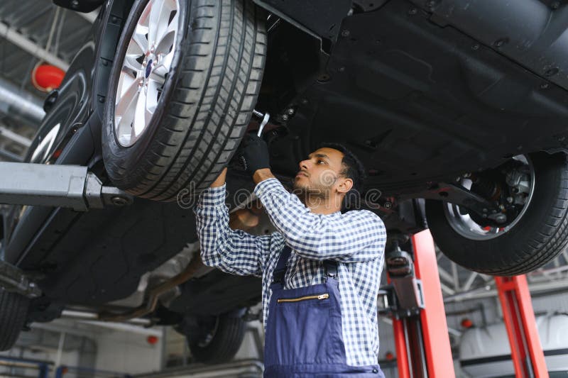 Indian Happy Auto Mechanic in Blue Suit. Stock Image - Image of ...