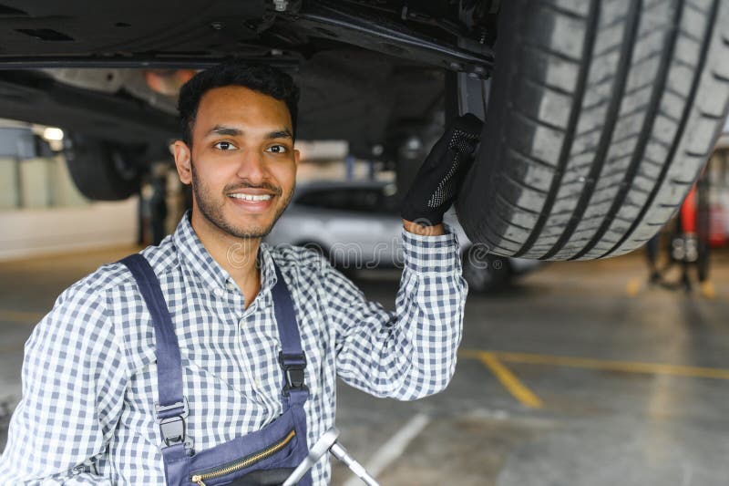 Indian Happy Auto Mechanic in Blue Suit. Stock Image - Image of ...