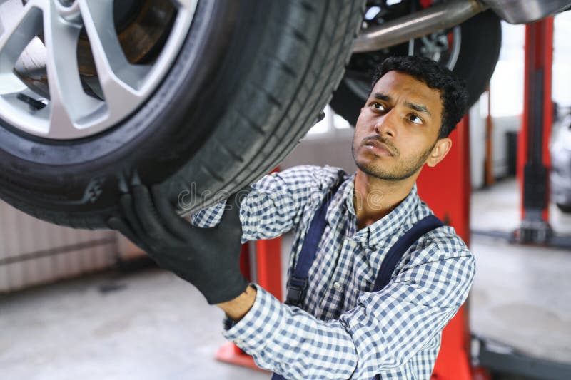 Indian Happy Auto Mechanic in Blue Suit. Stock Photo - Image of ...