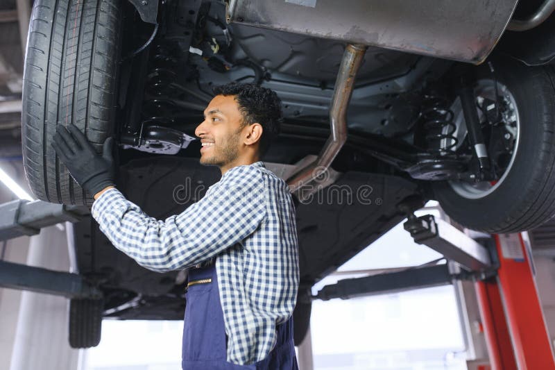 Indian Happy Auto Mechanic in Blue Suit. Stock Image - Image of adult ...