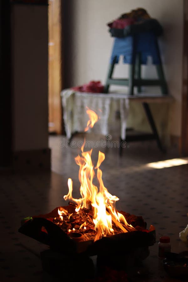 Indian Hawan and Pooja Fire Stock Images. Stock Image - Image of ...