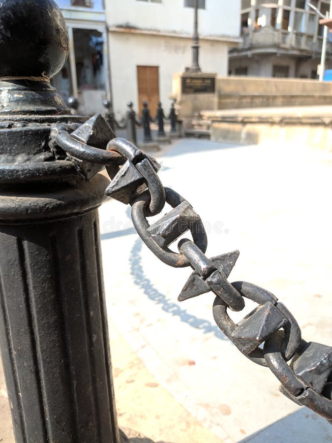 Indian Heritage Black Iron Chain Black Stock Image - Image of security ...