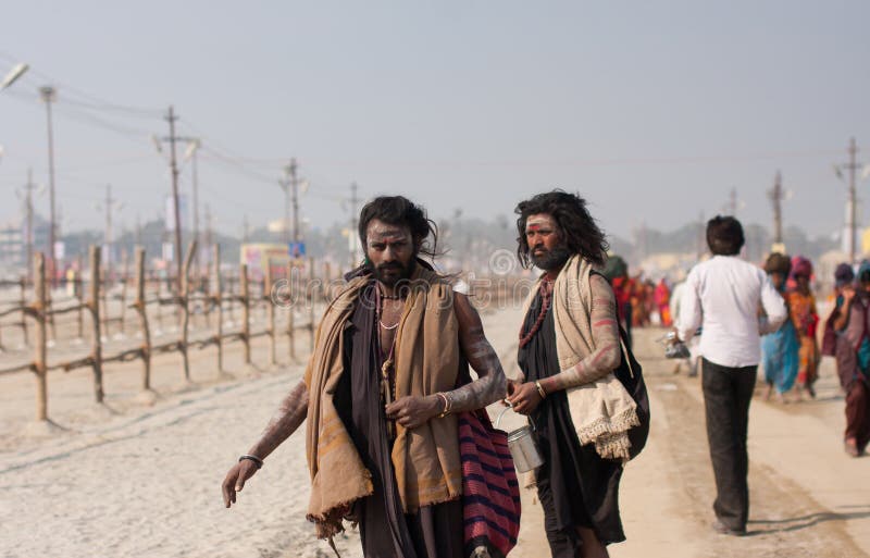 Indian holy men walking editorial stock image. Image of monk - 29112434