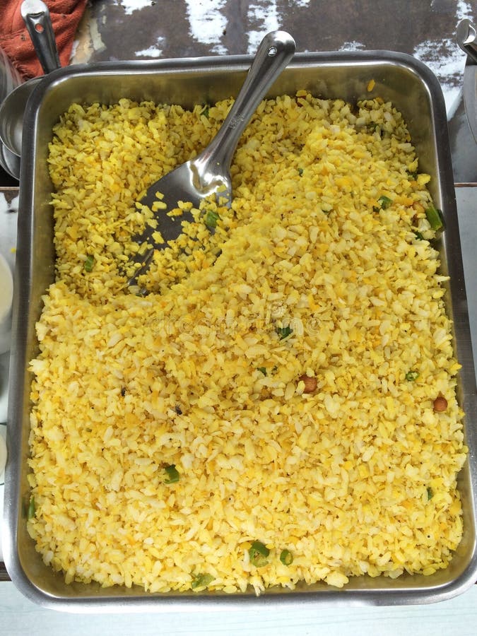Indian hot food poha stock image. Image of meal, masala - 79771413