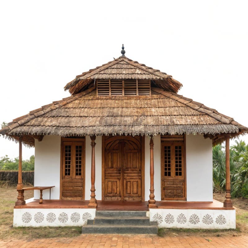 Indian House on White Background Stock Illustration - Illustration of ...