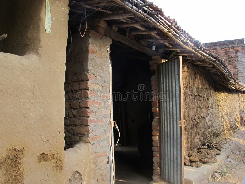 Indian House Made from Cow Dung Stock Photo - Image of design, material ...
