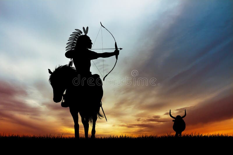 Indian hunter on horseback stock illustration. Illustration of native ...