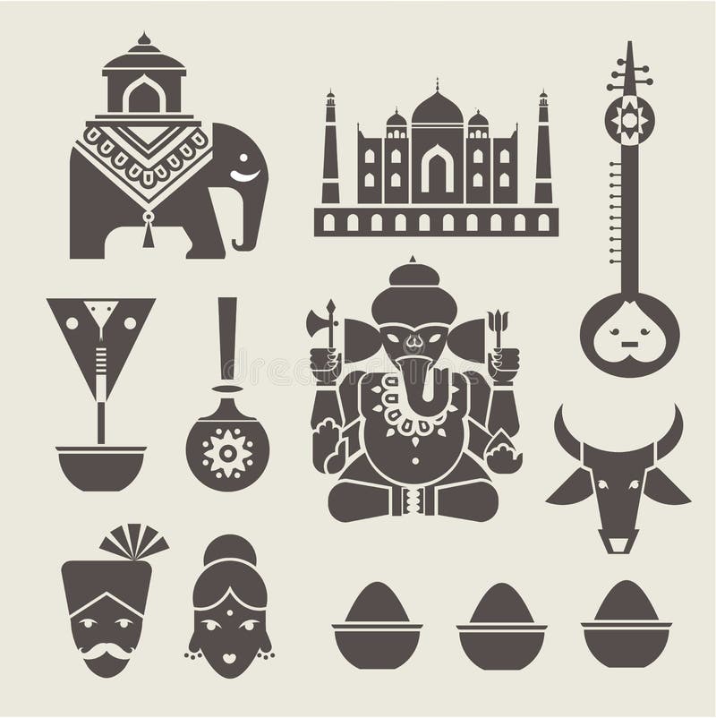 Collection of India icons stock vector. Illustration of religion - 44669589