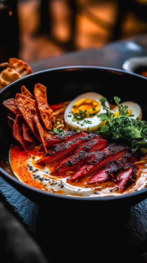 Indian Inspired Ramen with Curry Flavor Garnished with Egg and Fresh ...