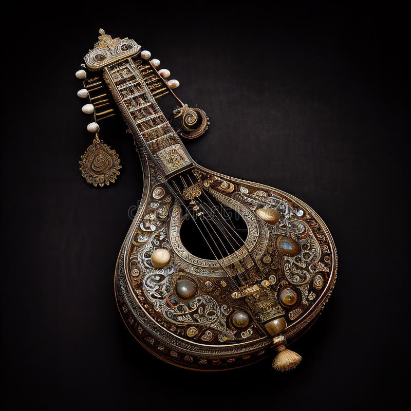 Indian Instrument Sitar Musical Instrument Image Generative Ai Stock ...