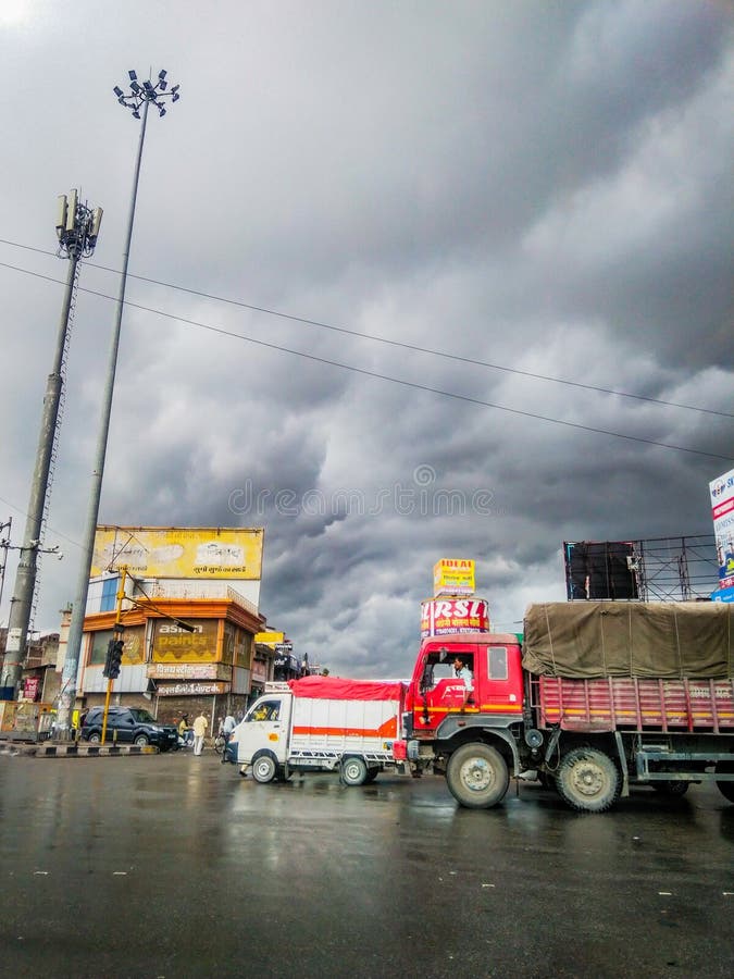 Indian Intersection in Cloudy Weather Editorial Stock Photo - Image of ...
