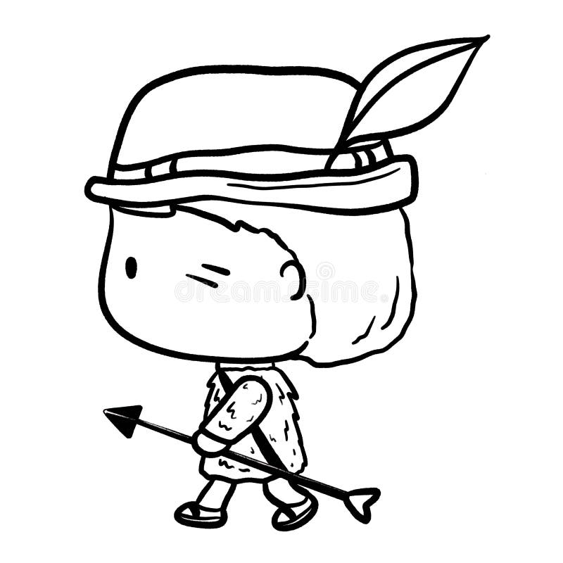 American Indian Kid Side View Outline Cartoon Illustration, Native ...