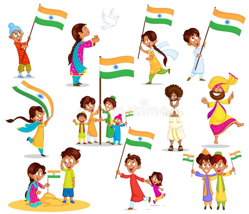 Indian People on Tricolor Dlag Stock Vector - Illustration of diversity ...