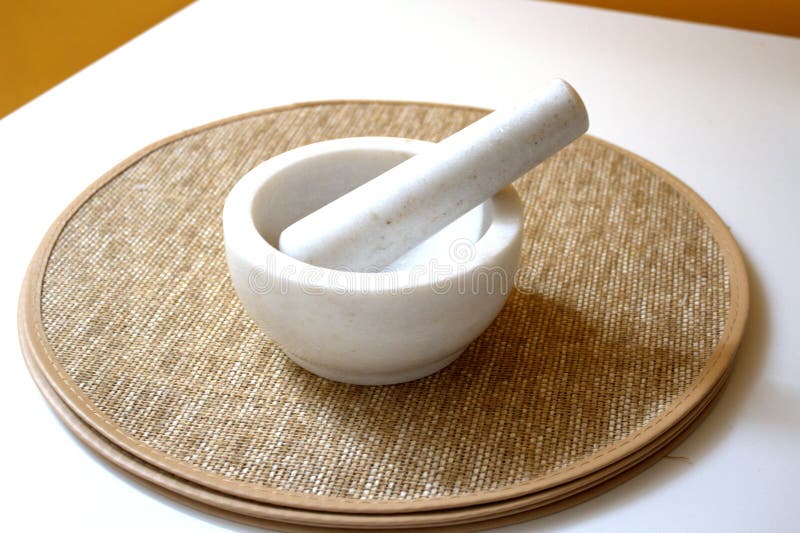 Indian Kitchen Tool White Marble Mortar and Pestle Stock Photo - Image ...