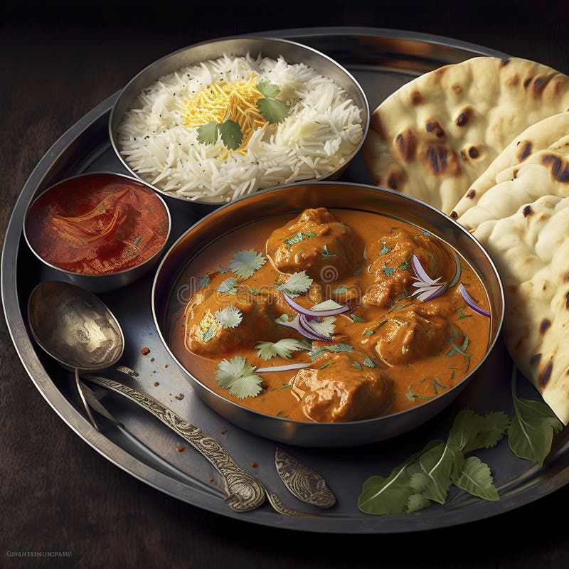 Indian korma with rice stock illustration. Illustration of african ...