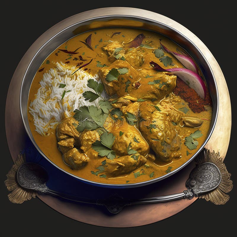 Indian korma with rice stock illustration. Illustration of people ...