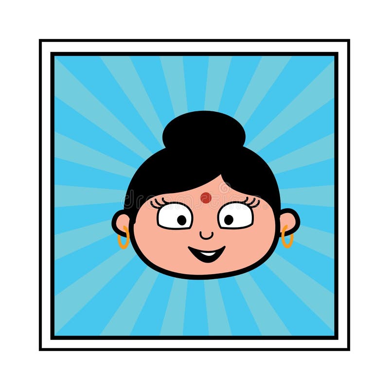 Indian Lady cartoon face stock illustration. Illustration of hindu ...