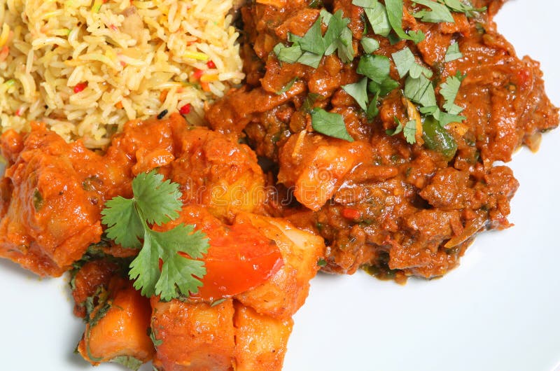 Indian Lamb Korma Curry & Rice Stock Image - Image of selection, chilli ...