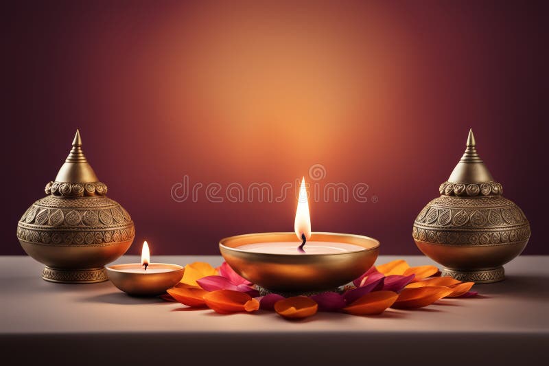 Indian lamp for Diwali stock illustration. Illustration of glowing ...