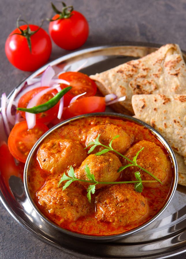 Indian Meal - Egg Curry and Roti Stock Photo - Image of flatbread ...