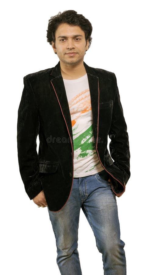 Indian Male Model Wearing Black Blazer Stock Image - Image of jeans ...