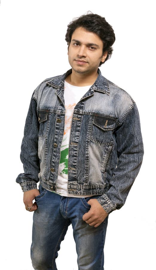 Indian Male Model Wearing Danim Jacket Stock Photo - Image of serious ...