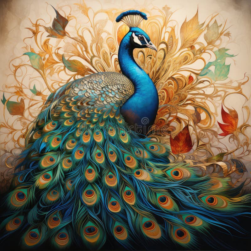 Indian Male Peacock Generative AI Technology Stock Illustration ...