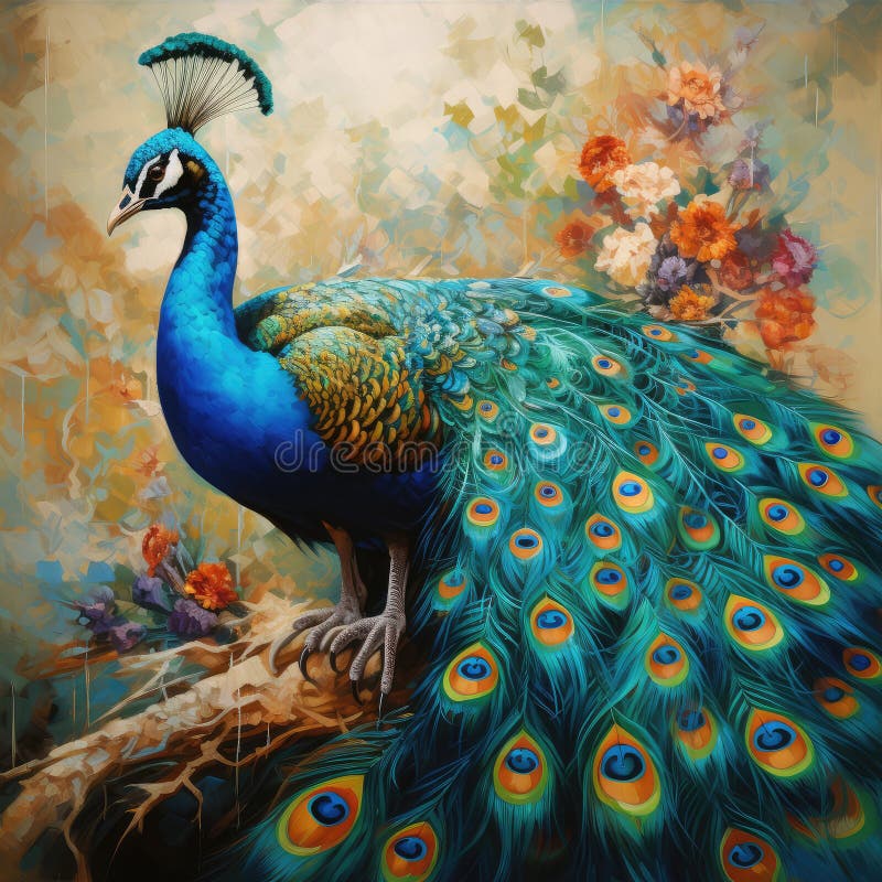 Indian Male Peacock Generative AI Technology Stock Illustration ...