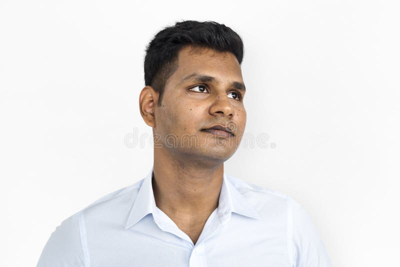 Indian Man Casual Standing Thinking Portrait Concept Stock Image ...