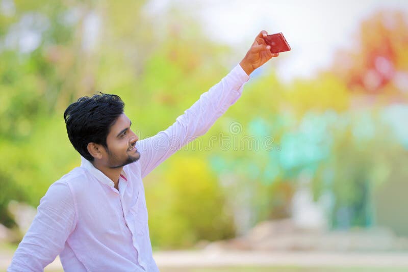 Indian Man Click Selfie with Mobile Stock Photo - Image of fashion ...