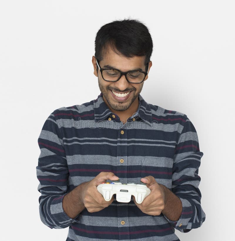 Indian Man Game Controller Console Cheerful Concept Stock Image - Image ...