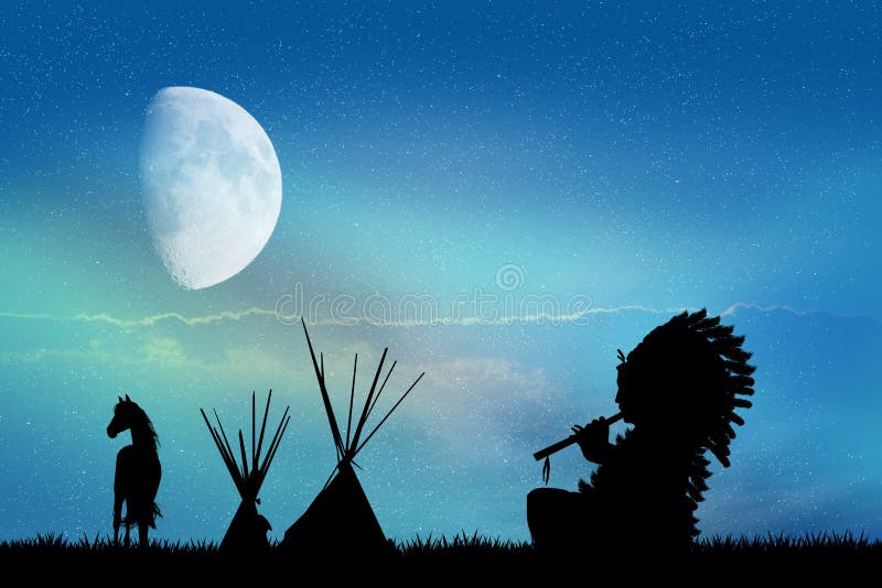 Hunter in the Moonlight stock illustration. Illustration of digital ...