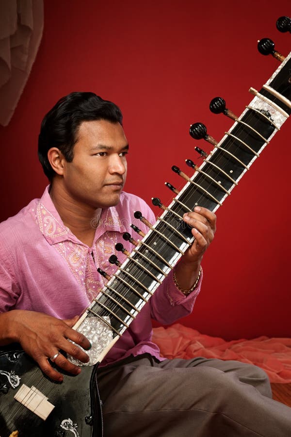 Indian Man Playing Sitar stock image. Image of perform - 19032857