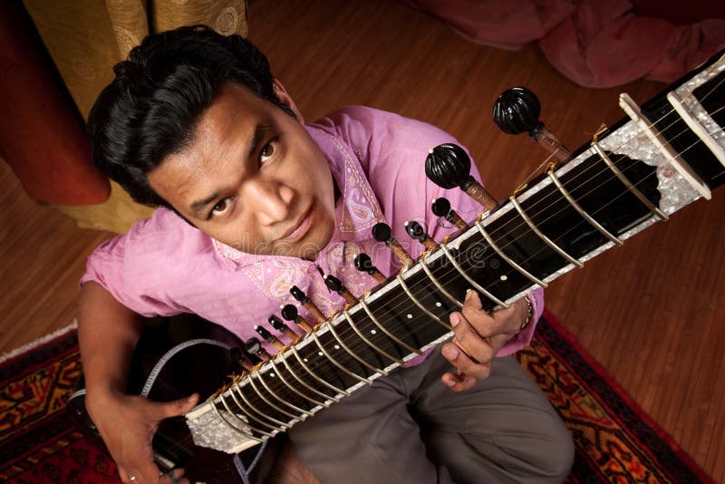 Handsome Sitar Player stock photo. Image of close, instrument - 19033234