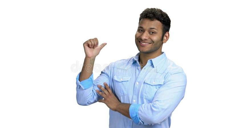 Indian Man Pointing with Thumb at Copy Space. Stock Footage - Video of ...
