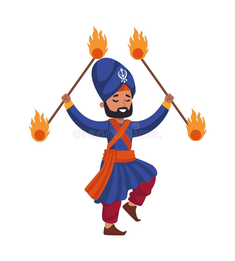 Indian Man Practicing Gatka Stock Vector - Illustration of exercises ...